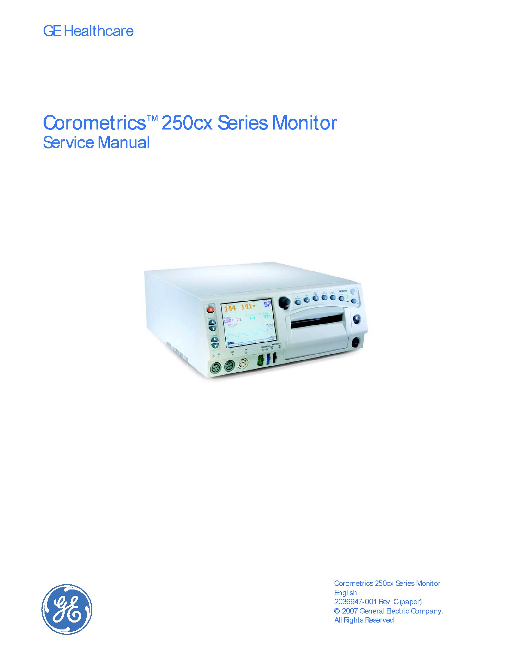 GE Corometrix 250cx Service manual – Goldenbiomed