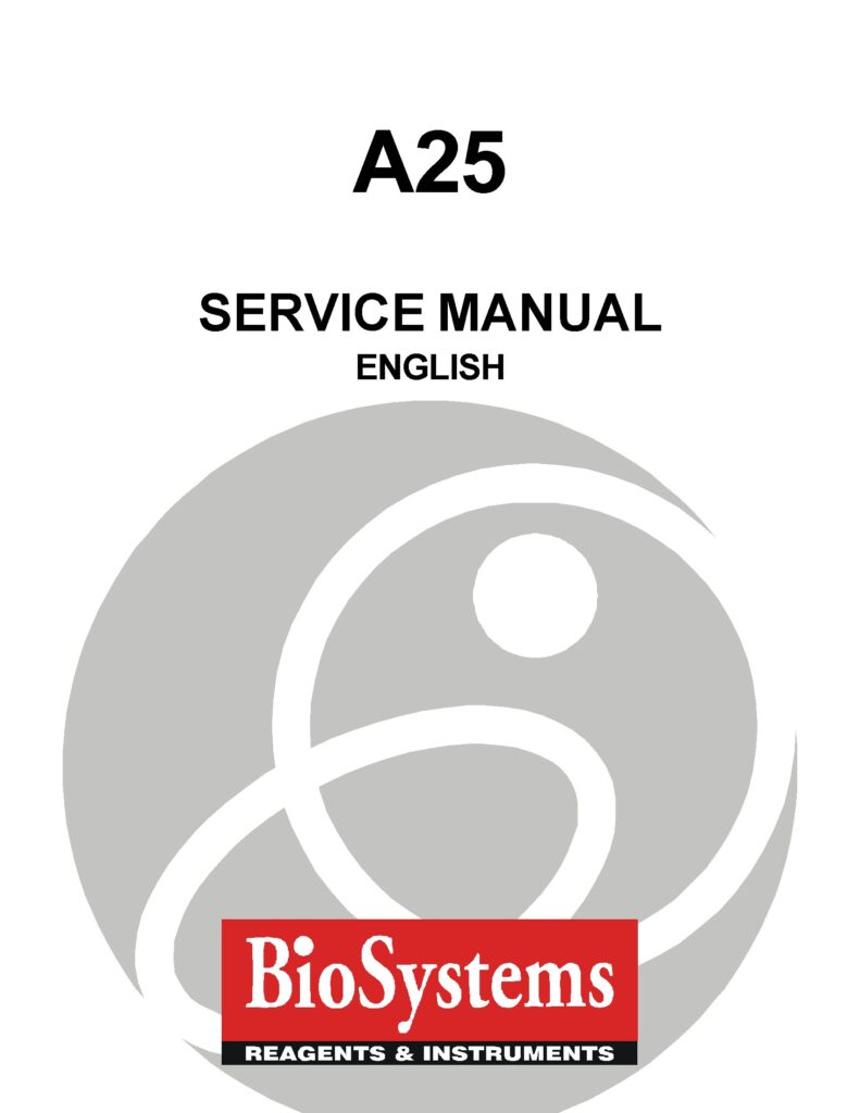 BioSystem A 25 Analyzer Service Manual – Goldenbiomed